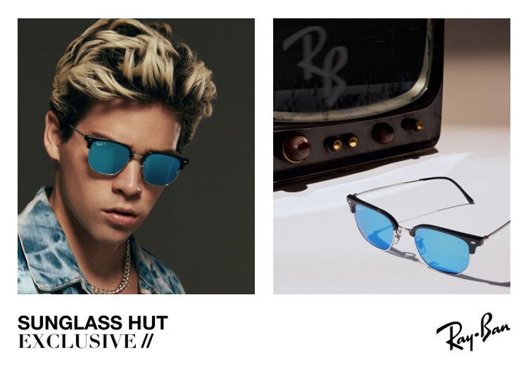 Ray-Ban RB4416 New Clubmaster 51 Grau verspiegelt Blau und Schwarz auf ...